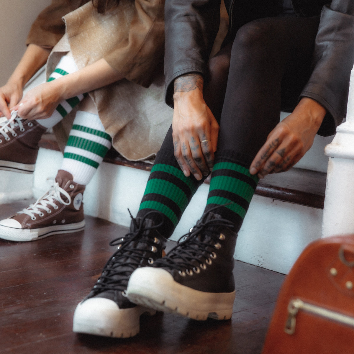 SOCCO Green Striped Socks | American-Made Retro Cool – SOCCO®