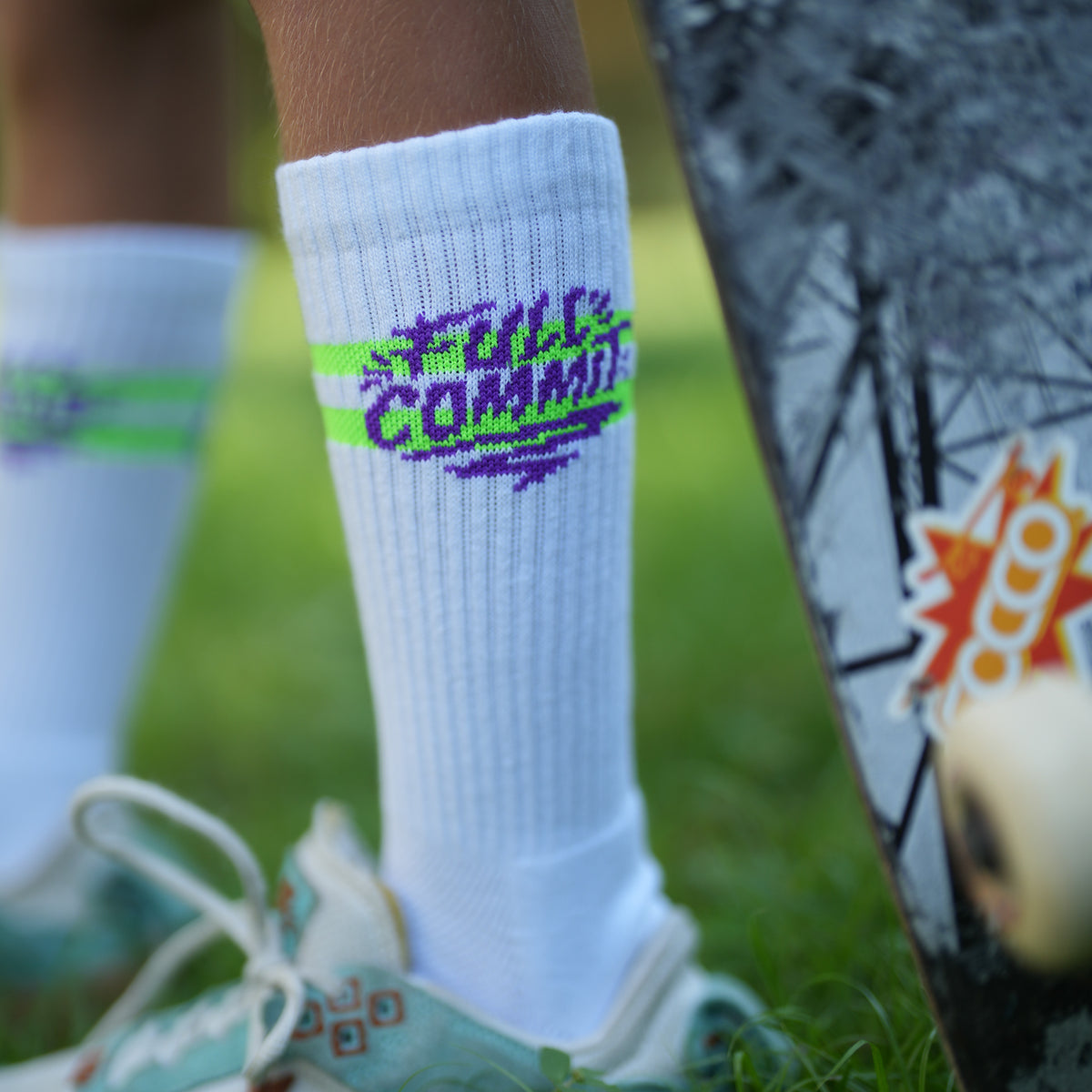 SOCCO x Ethan Campos - Full Commit Performance Skate Crew Socks - Whit ...