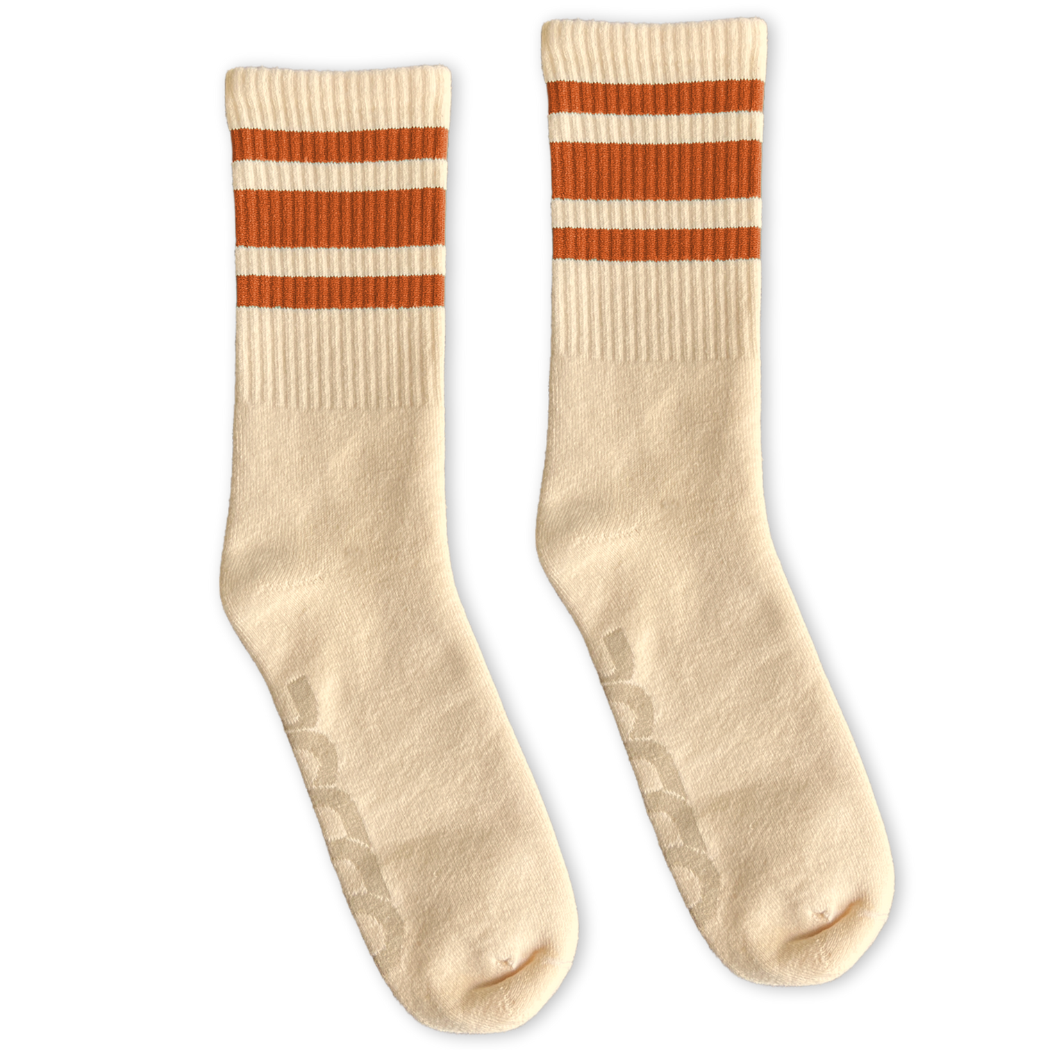 Natural Cotton Rust Striped Athletic Crew Socks | USA Made – SOCCO®